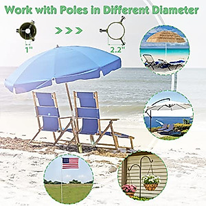 DAKEPOLE Patio Ground Beach Sand Umbrella Anchor,Rust Free Outdoor Beach Sand Umbrella Base with Ground Anchor Screw for Sun Protection, Shade,Universal Fits Flag Pole Umbrella Holder Stand