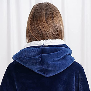 Oversized Blanket Hoodie, Warm Cozy Wearable Blanket Unique Wife Gift Mom Gifts, Blanket Sweatshirt for Women Men Adults(Blue/Ultra Long)