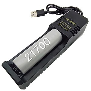21700 Battery Charger,Single-Slot Intelligent Universal 21700 Charger for 3.7V Lithium Li-ion 21700 5500mah,26650,18650,18500,18350,16650 Rechargeable Battery