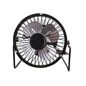 Acamifashion Portable Travel USB Charged Metal Mute Table Cooling Fan Home Office Air Cooler - Black