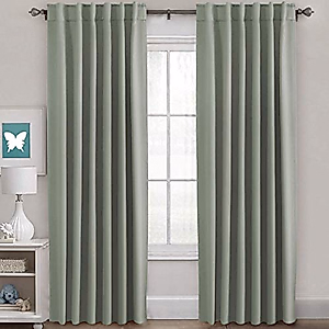 H.VERSAILTEX Blackout Curtains Thermal Insulated Window Treatment Panels Room Darkening Blackout Drapes for Living Room Back Tab/Rod Pocket Bedroom Draperies, 52 x 84 Inch, Light Sage, 2 Panels