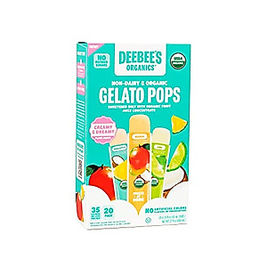 DeeBee's Organics Non-Dairy Gelato Pops, Creamy Freezer Pops made with Coconut Milk, No Refined Sugar, No Artificial Flavors or Colors (Pack of 20)