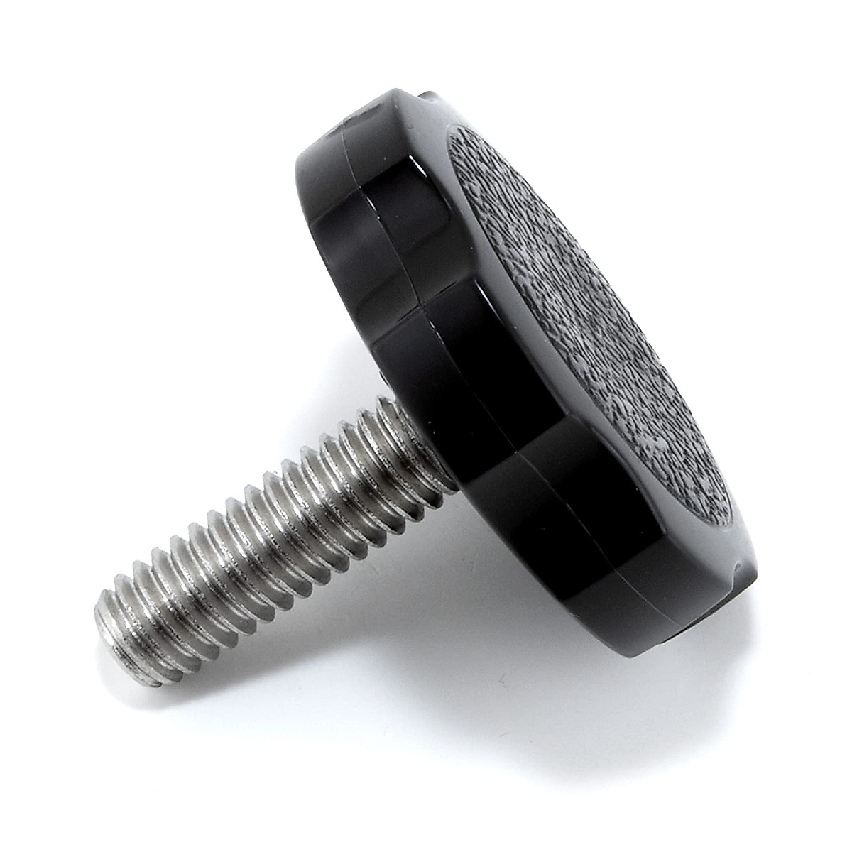 5/16"-18 x 1 Thumb Screw Stainless Steel - Black Multi-Lobe Rosette Plastic Knob - Standard/Coarse Thread Thumbscrew - Length: 1.000" - Proudly Built in USA - Package of (2)