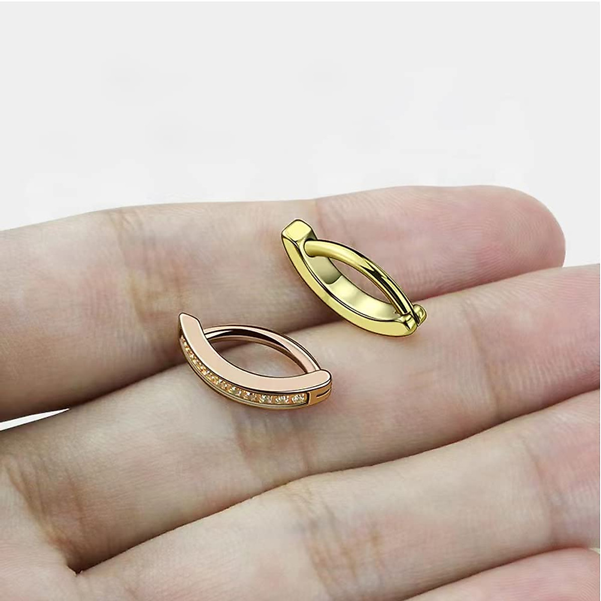 Piercingpops 2PCS 14g Sparkly CZ Clicker Belly Button Ring Surgical Stainless Steel Belly Ring Naval Ring Piercing Jewelry (2PCS CZ Silver (10mm+12mm))