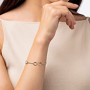 PANCEAN Infinity Symbol Charm Bracelet for Women 925 Sterling Silver Adjustable Bracelet Dainty Gold Bracelet with Moissanite Diamond Jewellery Gifts for Women Girls