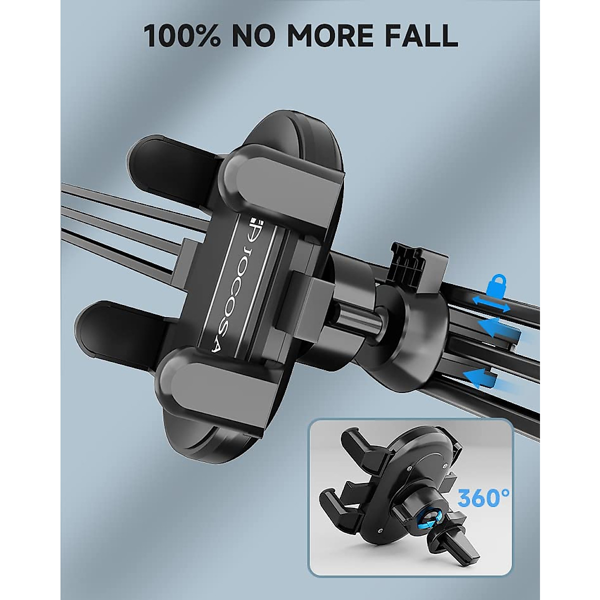 2in1 Phone Mount for Car Rearview Mirror & Air Vent, Super clamping force, Universal 360° Rotatable and Retractable Phone Holder Adjustable Multifunctional for Most Mobile Phones & Cradle Air Vent.