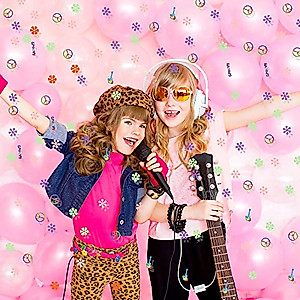 350 Pieces Tie Dye 60's Hippie Groovy Birthday Party Decoration Retro Flower Peace Sign Hippie Confetti Table Decoration for Peace and Love Party 60's 70's Tie Dye Hippie Theme Groovy Party Supplies