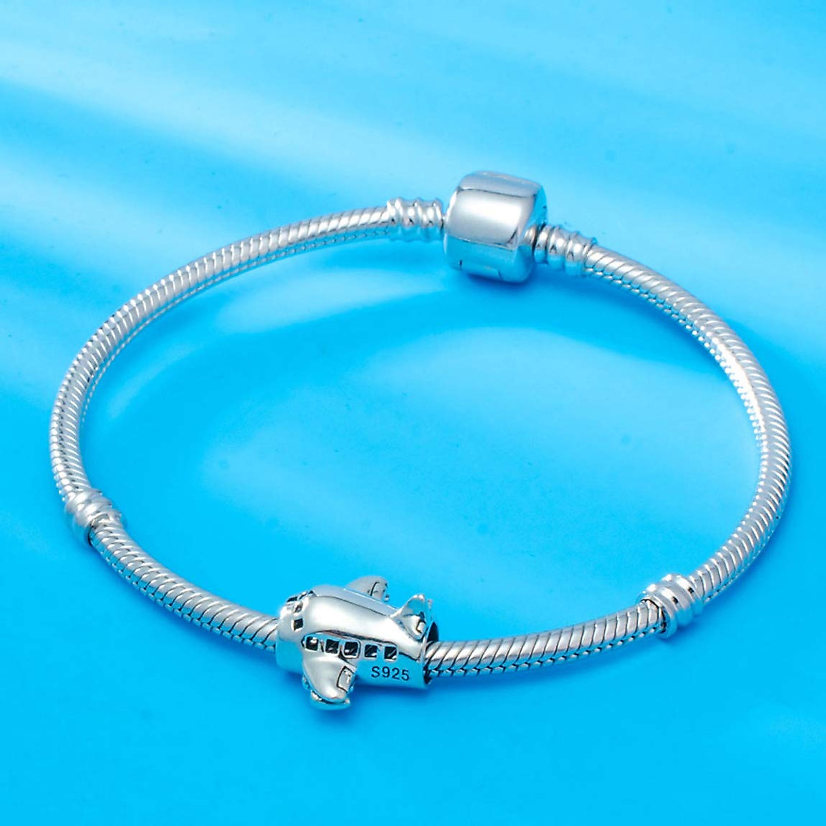 Airplane Aircraft Charms fit Pandora Travel Bracelet, 925 Sterling Silver Passenger Flights Plane Beads, Gifts for Souvenir/Christmas/Mothers Day/Birthday/Holiday