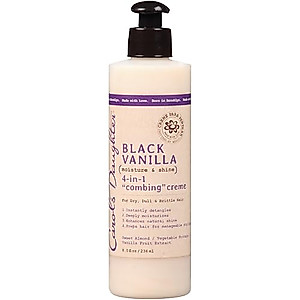 Carol's Daughter Black Vanilla 4-in-1 Combing Creme, Hair Cream For Curly, Wavy or Natural Hair, Hair Detangler for Dry, Dull or Brittle Hair, 8 Fl Oz