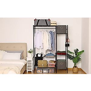 Likein Heavy Duty Clothes Rack, Metal Clothing Rack with Shelves and 2 Fabric Drawers, 6 Tiers Clothing Racks for Hanging Clothes Garment Rack Free Standing Clothes Racks