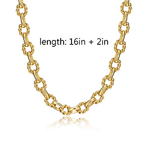 ACC PLANET Statement 14k Gold Plated 4mm Thick Oval Chain Link Choker Toggle Necklaces Chunky Gold Jewelry for Women Gift