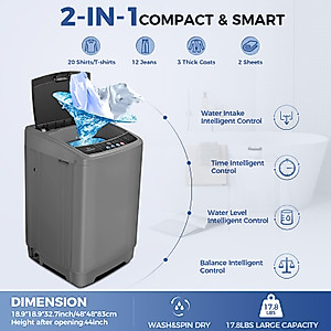 Nictemaw Portable Washing Machine 17.8Lbs Large Capacity Portable Washer Machine with 10 Programs and 8 Water Levels Selections, 2.4 Cu.ft Small Washing Machine for Apartment, Home, Dorms, Rv