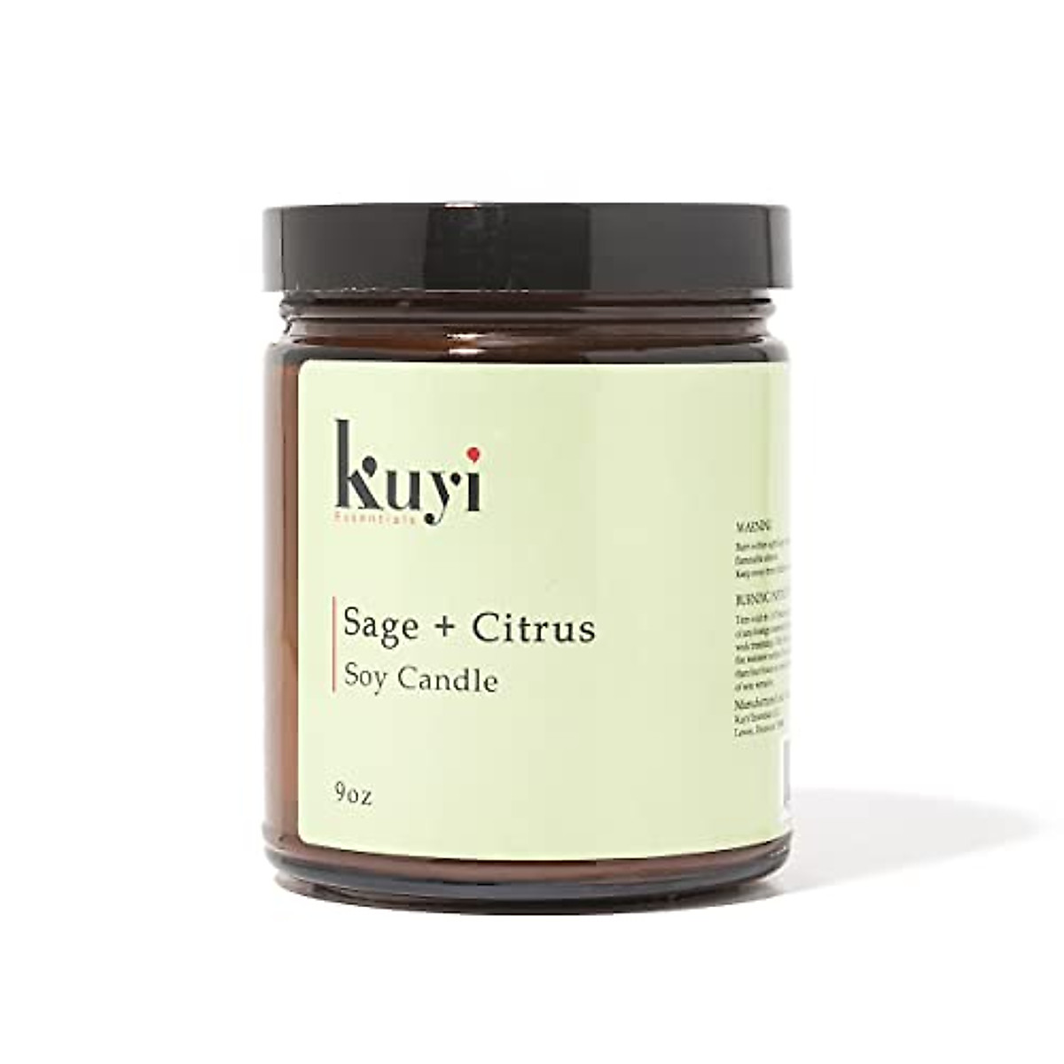 Kuyi Essentials Hand-Poured Premium Scented Aromatherapy Soy Candles for Home, Gifts for Women, 9oz Jar, 70 Hour + Burn Time (Sage & Citrus)