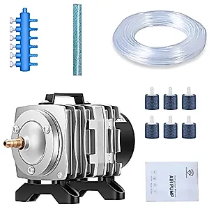 SUNWEN Commercial Air Pump 18W 396GPH 6 Valve Manifold for Aquarium, Fish Tank, Fountain, Pond & Hydroponics