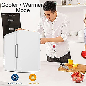 ZHENROAD Mini Fridge, 8L/8 Can Skincare Fridge, Portable 110V AC/ 12V DC Cooler and Warmer Refrigerators for Beverage, Cosmetics, Office Bedroom, Desk & College Dorm Room(White)