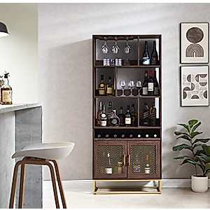 Home Source Contemporary Home Bar Shelf Walnut