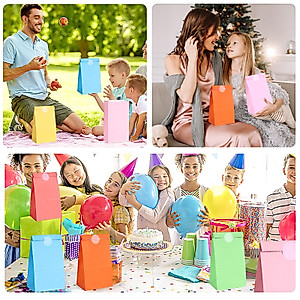 Shindel 36PCS Paper Teat Bags, Colorful Gift Bags with Stickers Party Favor Treat Bags Goodie Bags for Birthdays Baby Showers Crafts Wedding