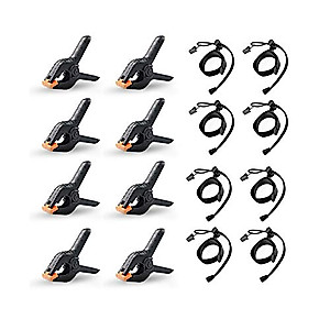 Lidlife 16 Clips Include 8 Heavy Duty Spring Clips, 8 Backdrop Background Clip Holders, Adjustable Elastic Nylon Photo Clips, for Photography and Video Studio Shooting
