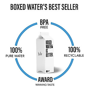 Boxed Water 16.9 oz. (12 Pack) – Purified Drinking Water in 92% Plant- Based Boxes – 100% Recyclable, BPA-Free, Refillable/Reusable Cartons – More Sustainable than Plastic Bottled Water