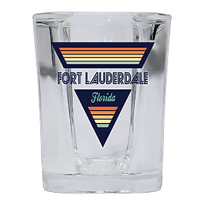R and R Imports Fort Lauderdale Florida 2 Ounce Square Base Liquor Shot Glass Retro Design
