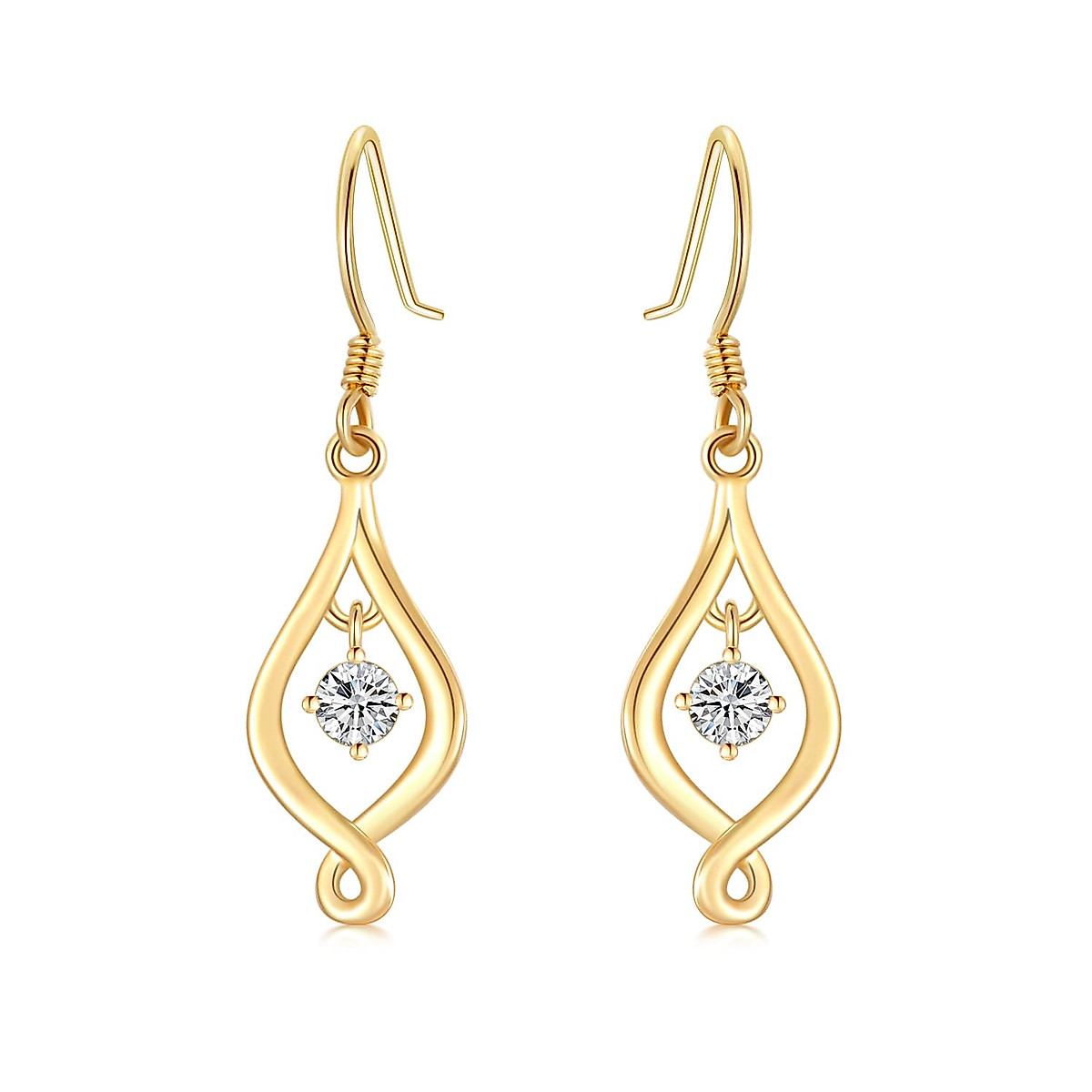 SISGEM 14K Solid Gold Small Infinity Drop Earrings Dangles for Women,Yellow/White Gold Moissanite Infinite Love Dangle Earrings Christmas Birthday Gifts for Wife Daughter Girlfriend