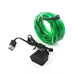 GZYF Interior Car LED Strip Lights, USB Ambient Lighting Kits, Interior Corridor Room Atmosphere Lights Decoration, 1M Neon Light with 6mm Sewing Edge for Trucks SUVs ATVs Garden, Green