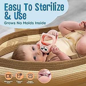 Teethers for Babies 0-6 Months - Panda Never Drop Teething Mittens - Nipple Like Baby Teether & Infant Toy - Teething Toys for Babies 6-12 Months Motor Skill, Gum & Teeth Development (Pink)