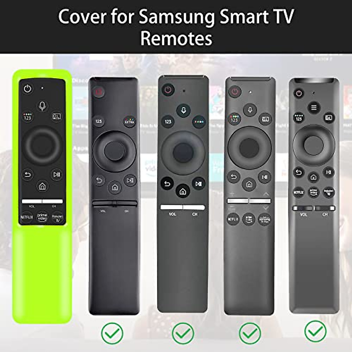 3 Pack Remote Case Glow in The Dark Compatible with Samsung Smart TV Remote Controller BN59 Series, Silicone Cover Protector Shockproof Anti-Slip Remote Skin Sleeve Green Blue Purple