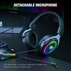 edonka Gaming Headset X 10, Noise Canceling Gaming Headphones with RGB Light,7.1 Surround Sound Crystal Clear Mic for PS5, PS4, Xbox One, PC, Mac