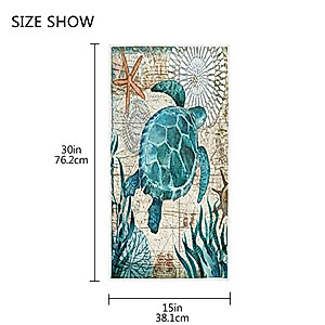CHSIN Vintage Ocean Sea Turtle Starfish Map Hand Towels Soft Absorbent Quick Dry Towel Hign Quality Hanging Towels for Bathroom, Gym, Swimming Pool, Running 30x15inch 21210182