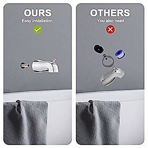 Gold Hao The Bathroom Universal Slip-On Tub Spout with Diverter - 5" Bath Tub Faucet with Diverter, Easy to Install & Save Water Leaks in Minutes, Fit 5/8" Copper Pipe (Chrome)