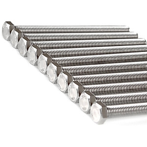 10PCS M8 Hex Bolt, Stainless Steel M8-1.25 x 100mm Hex Head Screw Bolts, A2-70(304) Fully Threaded Hex Tap Bolts