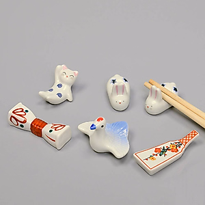 6Pcs Ceramics Chopstick Rest Home Decorative Tableware Stand Set Spoon Fork Knife Holder