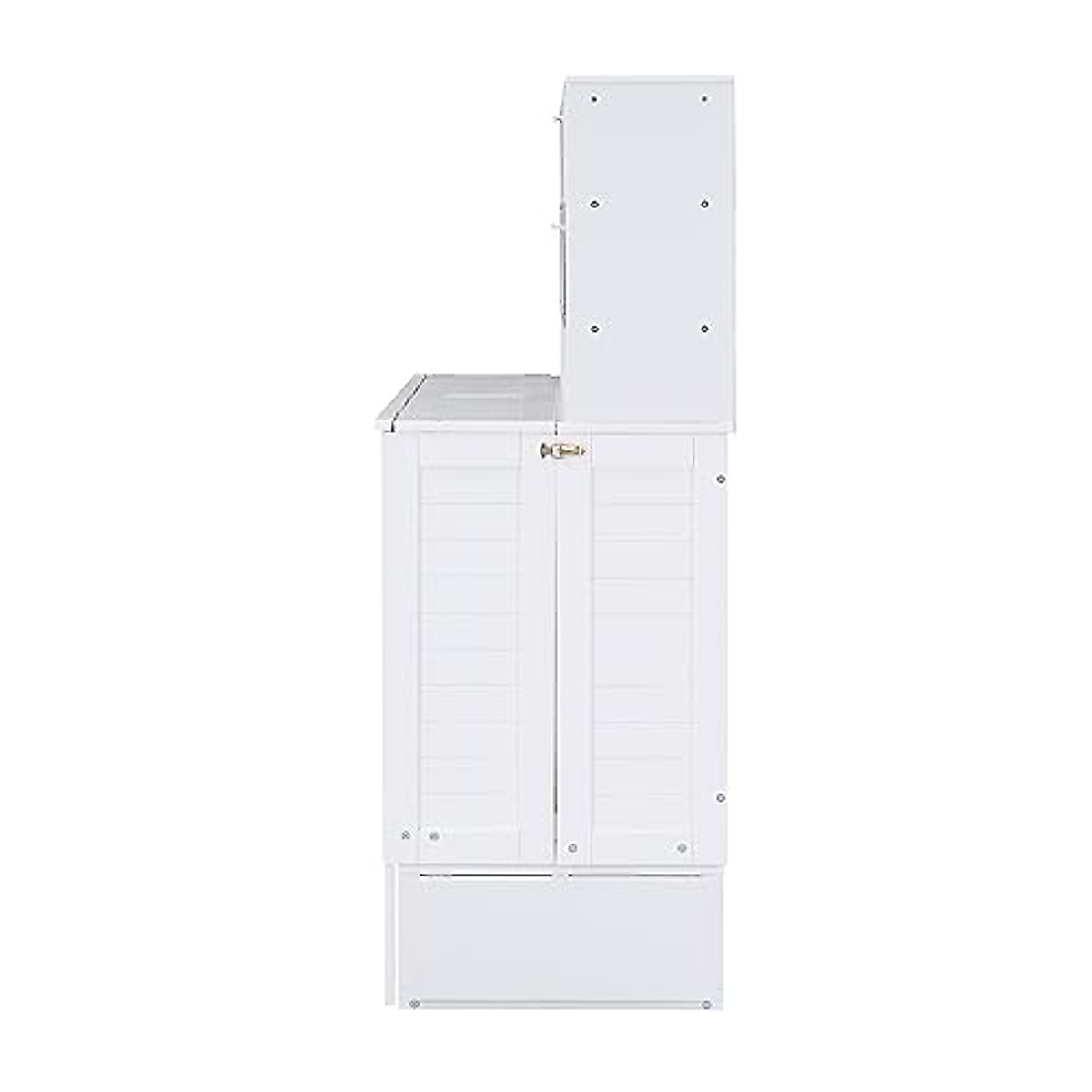 DEYOBED Queen Size Murphy Bed - Features Bookcase, Bedside Shelves, and Spacious Drawer - Space-Saving Solution for Guest Room or Home Office - White