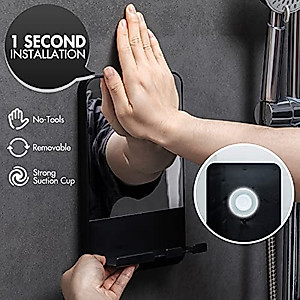 TAILI Shower Mirror Fogless for Shaving with Razor Holder, No Fog Mirror for Shower Suction, Rust-Proof & Removable Bathroom Mirror for Men and Women, Shower Makeup Shave Mirror,Black
