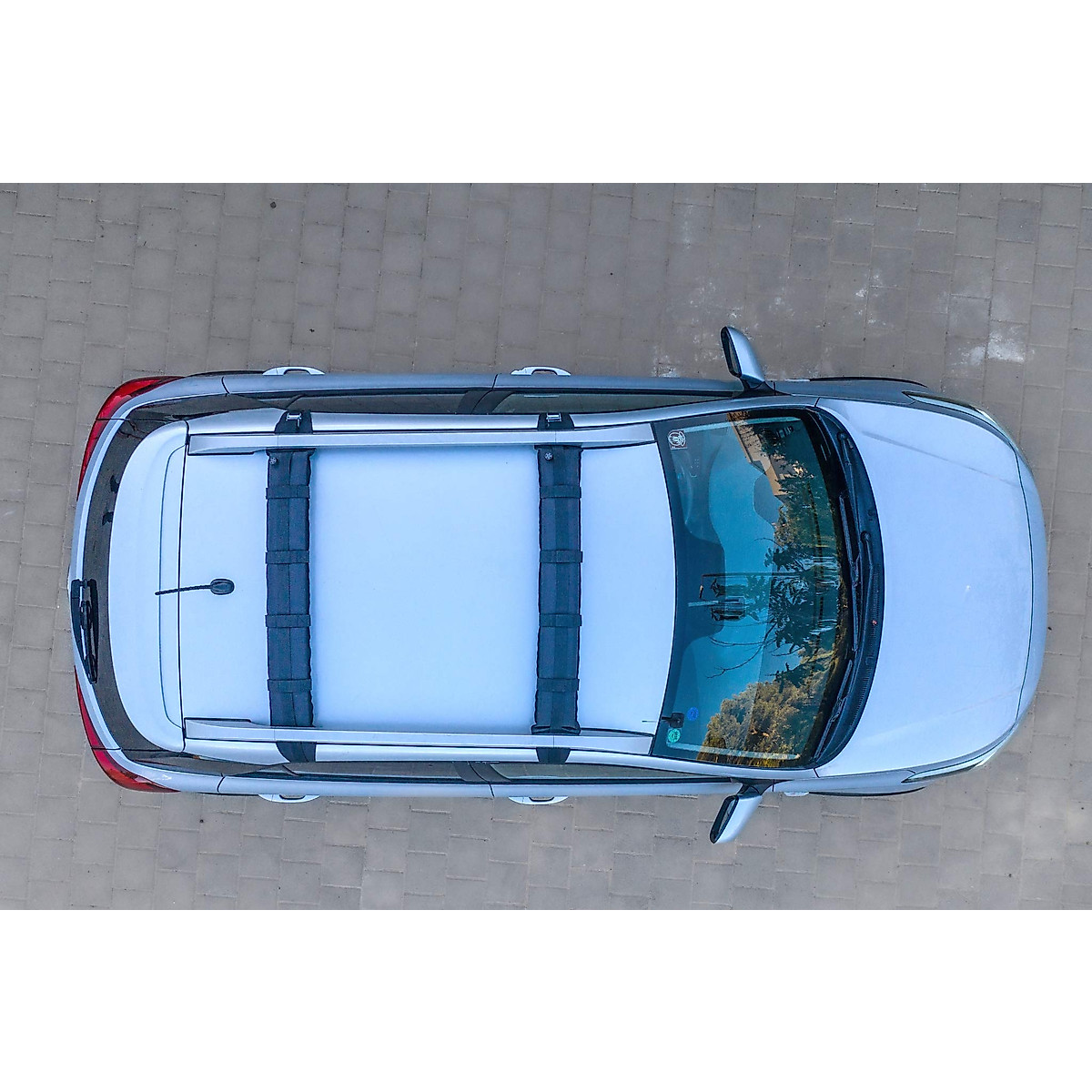 2 PCS/Set Self-Inflating Soft Roof Rack Pads, Universal Car Soft Roof Rack Pads for Kayaks/Surfboard/Paddleboard/SUP/Snowboard, with 2 Tie Down Straps