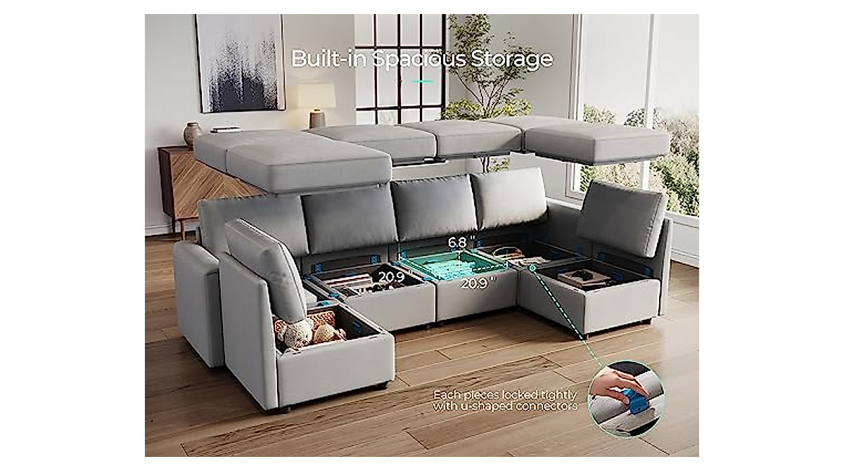 LINSY HOME Modular U Shaped Sofa - Comfort & Versatility