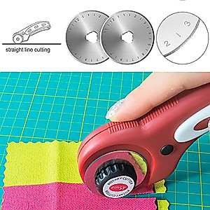 Rotary Cutter with 5pc Ø 45mm Cutting Blades Fabric Paper Cutter, Cloth Sewing Cutter Craft Supplies and Quilting Accessories, For Right- and Left-handed Users