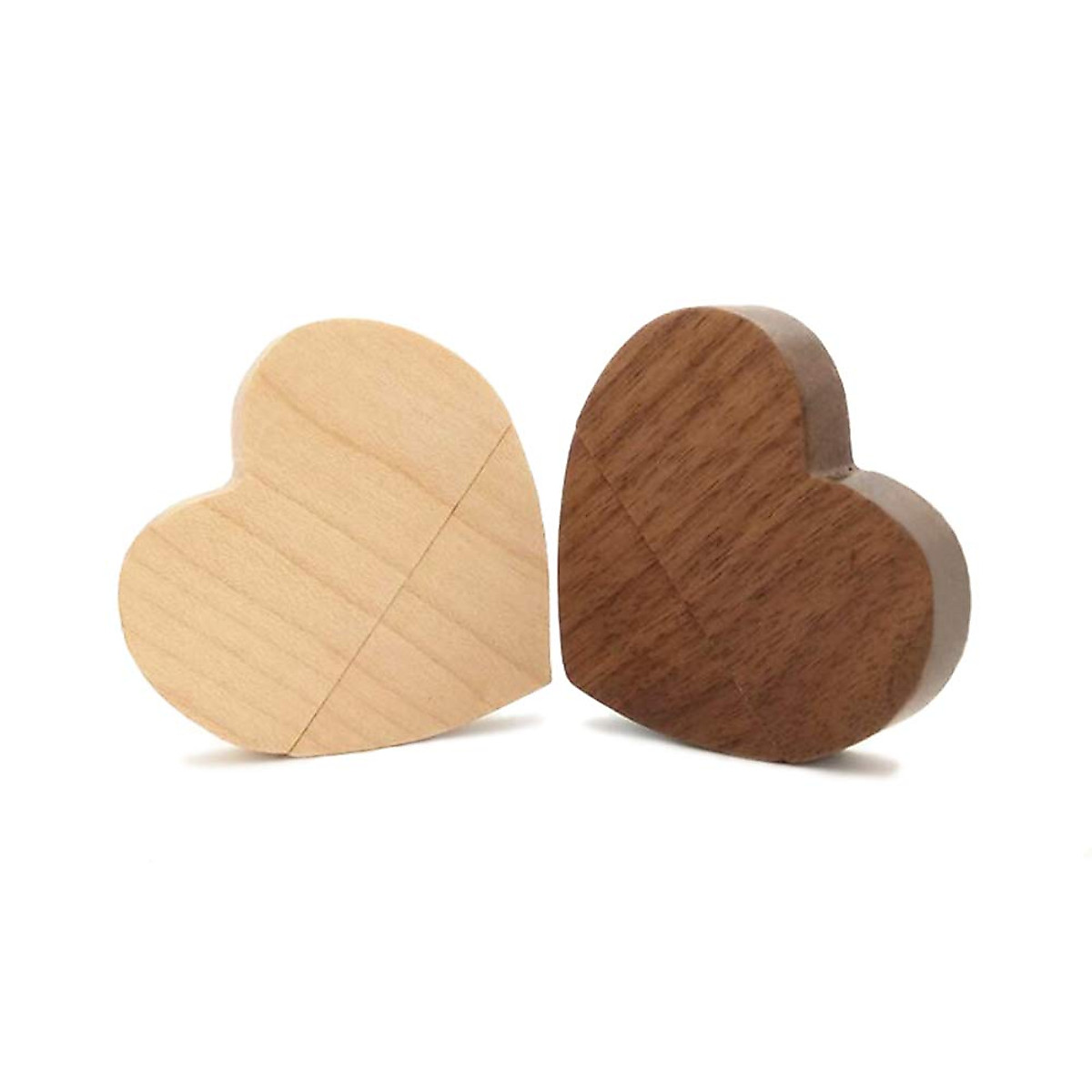 YOOGO Wooden Heart Shape USB Flash Drive USB Memory Stick Thumb Drivers 16GB 2.0 High Speed with Matching Box for Novelty Wedding Gift (16GB, Walnut)