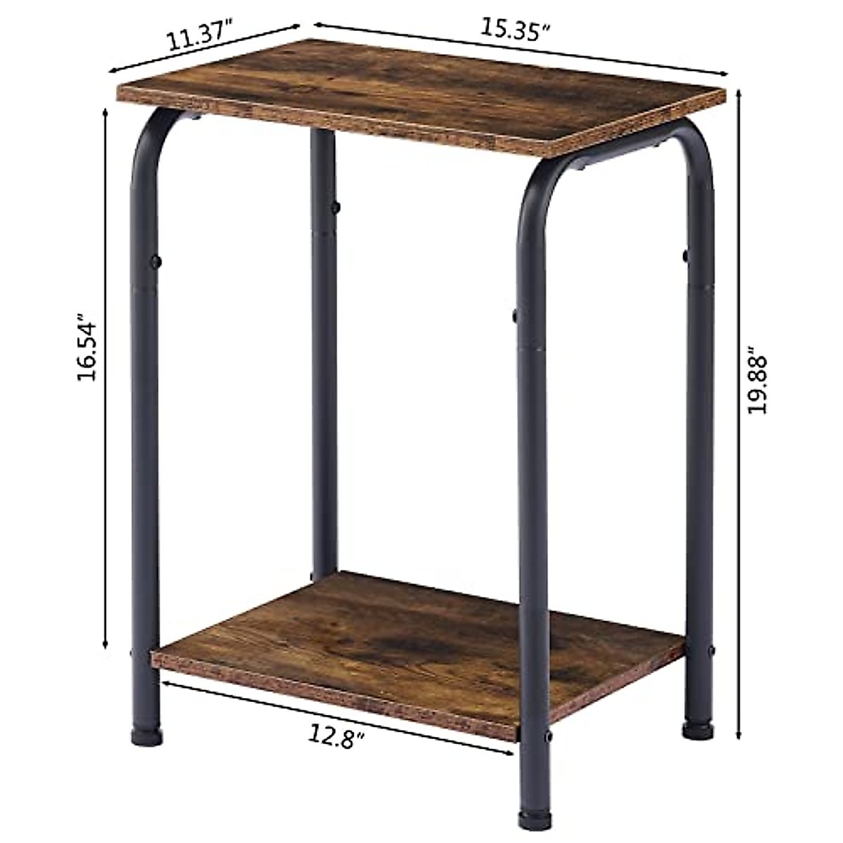 Tajsoon Small End Table with 2 Tier Storage Shelves, Small Side Table for Small Spaces, Sofa Table, Bedside Table, Small Table for Living Room, Bedroom, Sturdy Frame & Easy Assembly