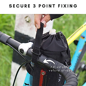 Vincita Bike Water Bottle Holder Insulated Stem Bag Handlebar Attachment Cup Holder Food Snack Storage for Mountain Bike, Bicycles & Bikes Pushchair (Black)