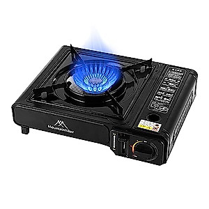 Camping Stove Gass, Outdoor Stove Single Burner, Gass Cooker Single Burner Stove, Camping Stove with Automatic Ignition, Portable Camp Grill for Outdoor Cooking Grill, Bbq, Hiking, Camping Gear
