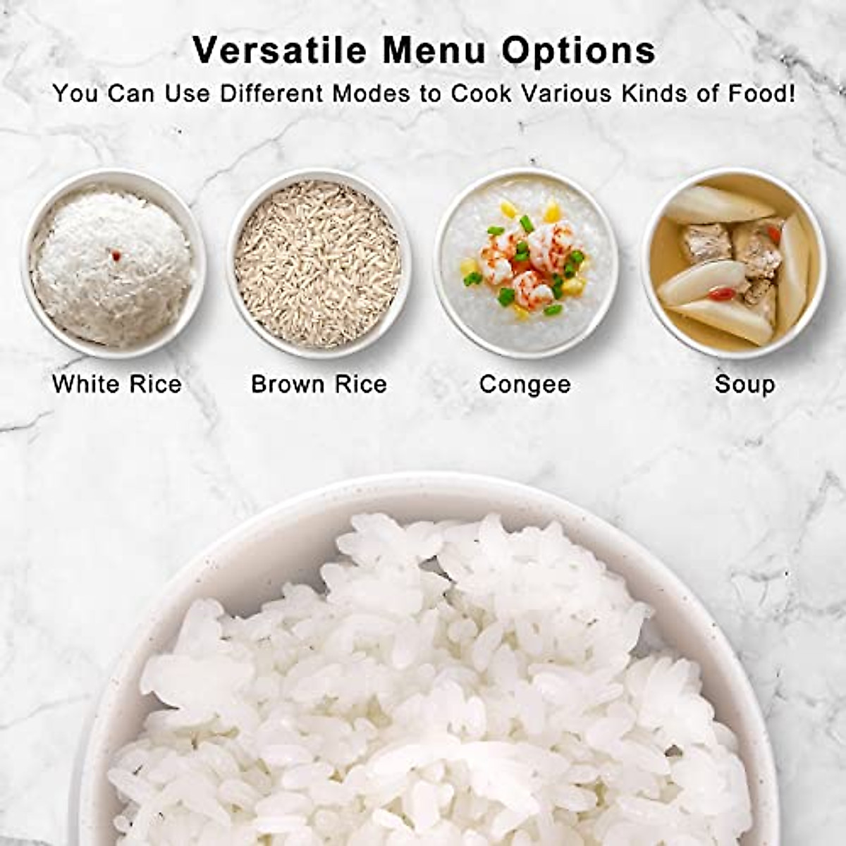 1.6L Mini Rice Cooker, 5 Cups Uncooked Travel Rice Cooker, Suitable for 1-2 people, Multi-cooker for White Rice, Brown Rice, Congee and Soup