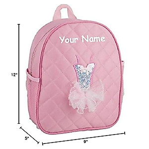The Trendy Turtle Personalized Quilted Hot Pink Tutu Princess Themed Backpack Ballet Dance Bag with Custom Name