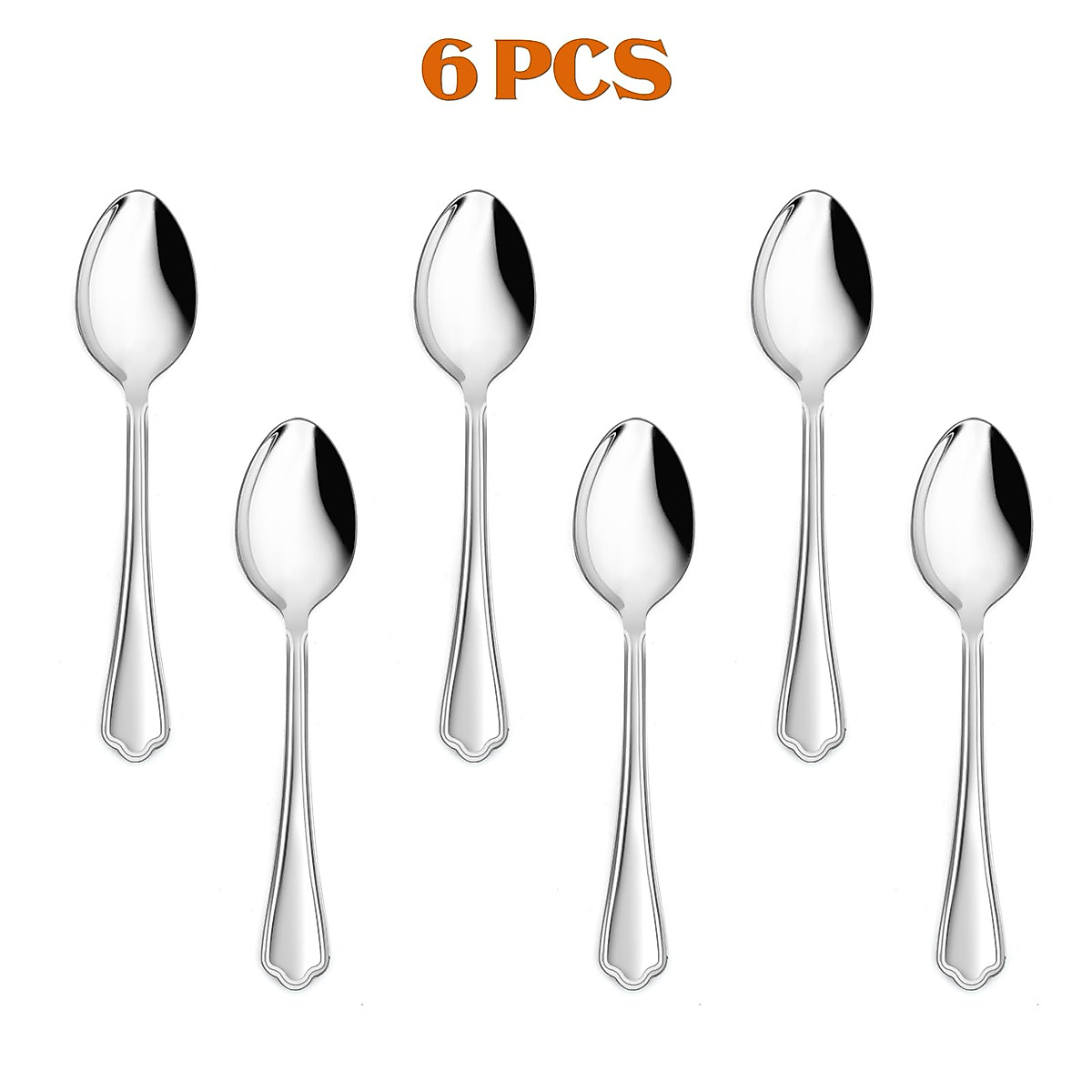 Dinner Spoons Set of 12, E-far 7.9 Inch Stainless Steel Soup Spoons Tablespoons for Home, Kitchen or Restaurant, Non-toxic & Mirror Polished, Scalloped Edge & Dishwasher Safe