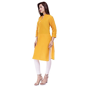 Ramkudi Indian Women's Plain Cotton Kurti Top (Mustrad)