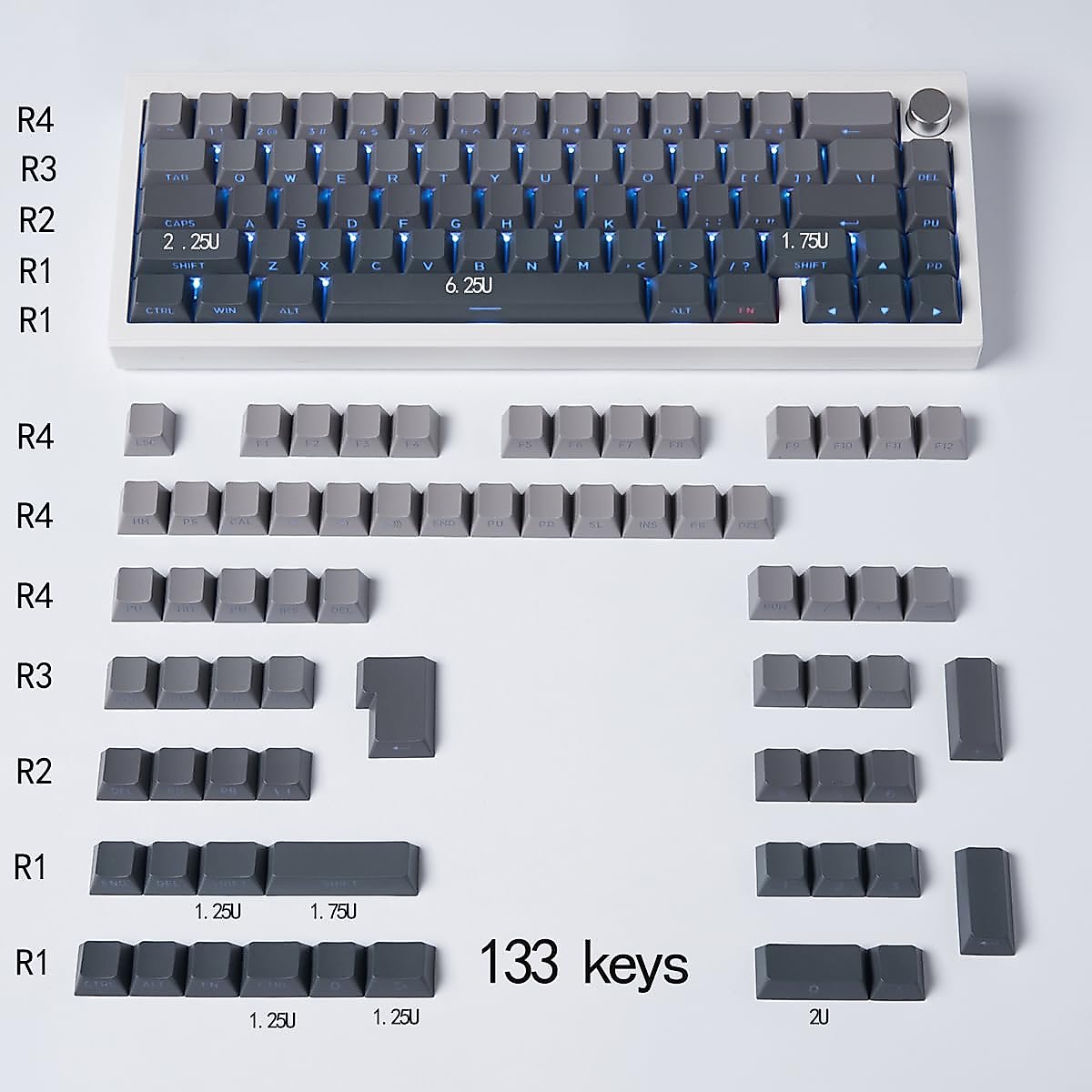 mintcaps Shine Through Keycaps -133keys PBT Doubleshot keycaps Gradient Side Print Cherry Profile Keycap Set for 60% 65% 75% 100% Cherry Gateron MX Switches Mechanical Keyboard
