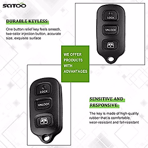 SCITOO 2pcs 4 Buttons Keyless Entry Remote Control Key Fob Clicker Transmitter SHELL Replacement fit for 2001-2008 Toyota Sequoia 1999-2009 Toyota 4Runner 1998-1999 Toyota Avalon FCC HYQ12BAN