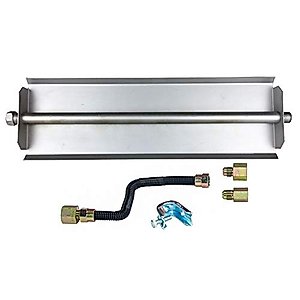 Dreffco 18" Linear Gas Burner with Complete Connection Kit - Fireplace Burner Made from Powder Coated Steel - Designed for NG Fireplace or Fire Pit - Includes 10" Non-Whistle Flex Line