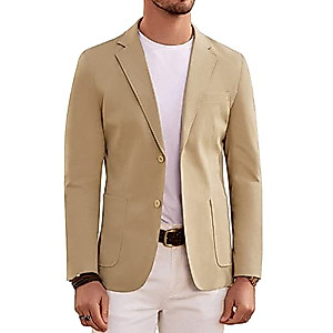 PJ PAUL JONES Men Casual Sport Coat Lightweight 2 Button Regular Fit Blazer Notch Collar Suit Jacket Stretch Performance Sportcoat Khaki
